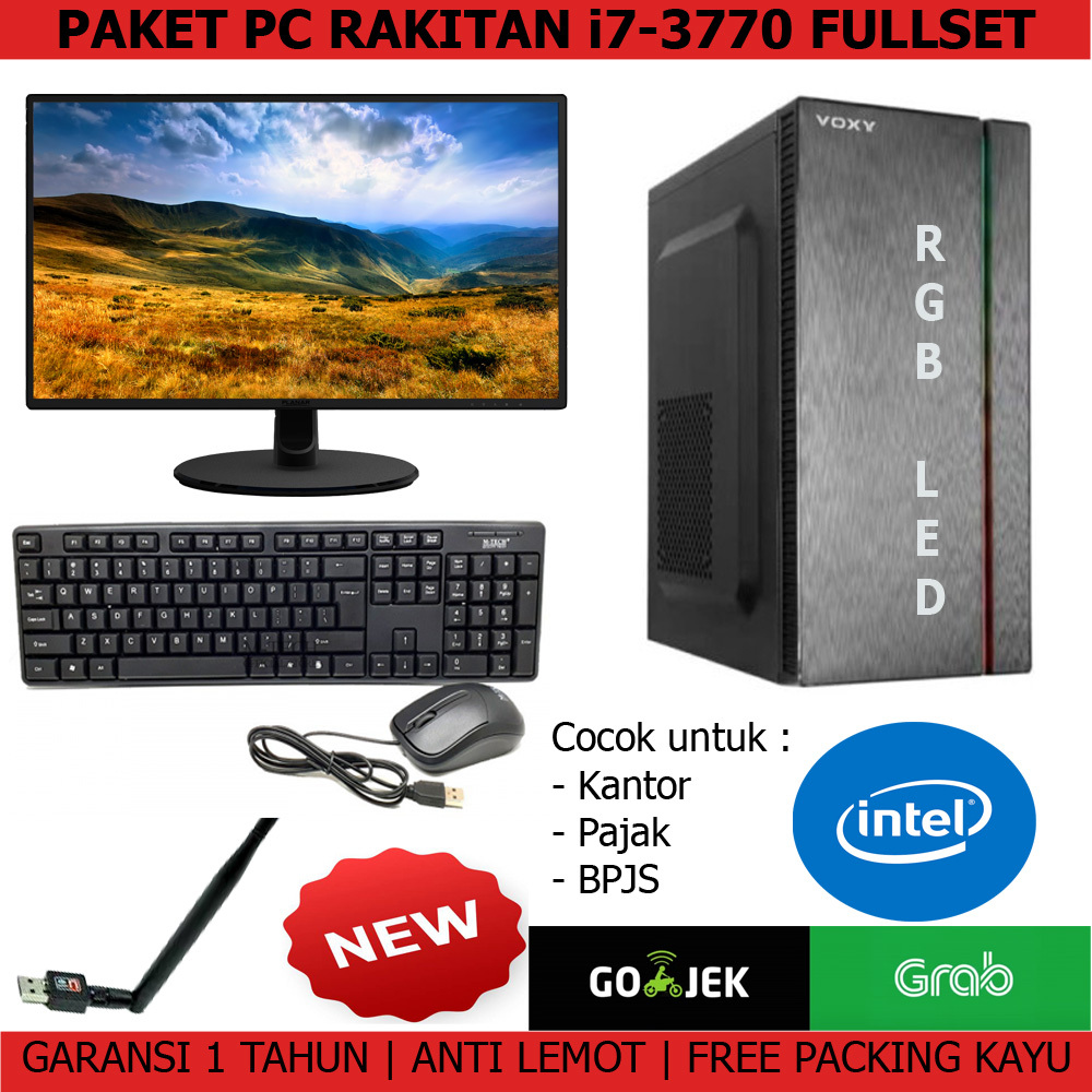 Jual KOMPUTER/PC RAKITAN OFFICE/KANTOR/PAJAK/BPJS i7-3770 RAM 16GB FULLSET MONITOR 22 INCH ...