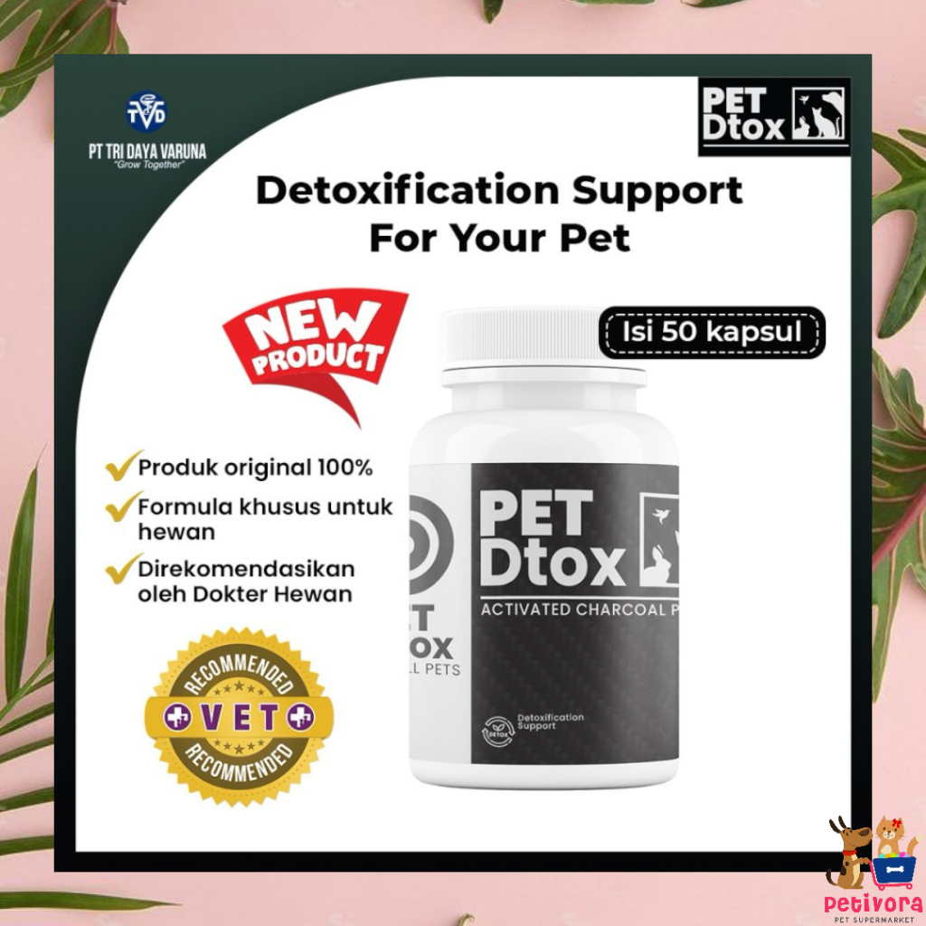 Jual PET DTOX 50 caps Obat Atasi Keracunan, Diare dan Kembung Kucing Anjing | Shopee Indonesia
