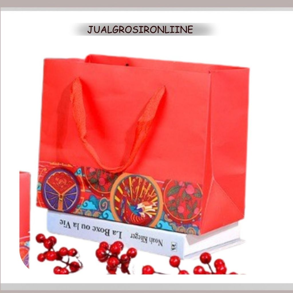 Jual Paper Bag Merah Artistik Goodie Bag Sovenir Pesta Imlek Tas Glossy ...
