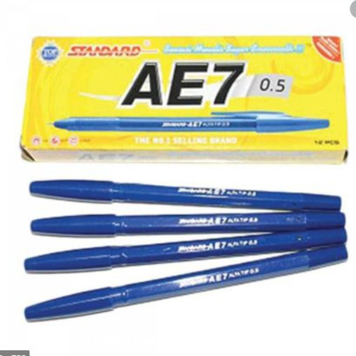 Jual PULPEN STANDARD AE-7 0.5 MM/ PEN BIRU SET-12 | Shopee Indonesia