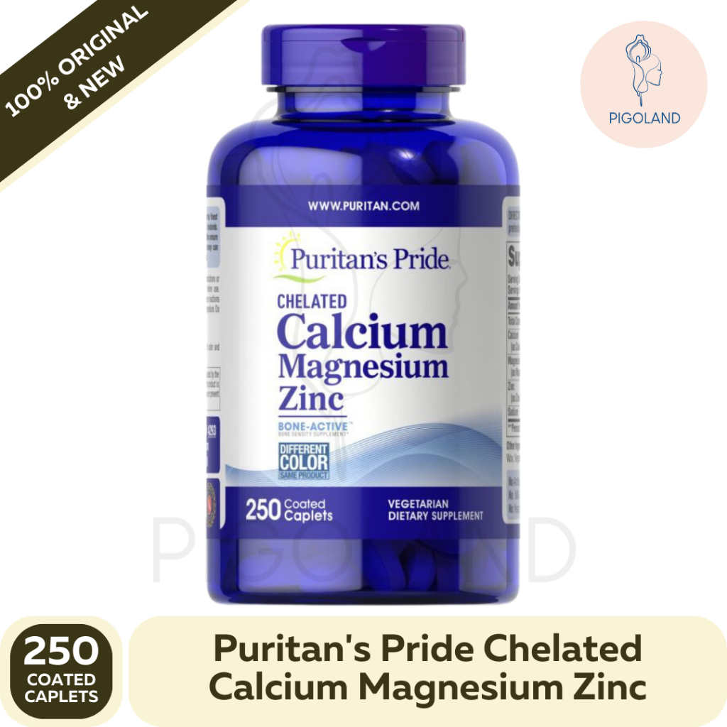 Jual Puritan's Pride Chelated Calcium Magnesium Zinc 250 Caplets ...