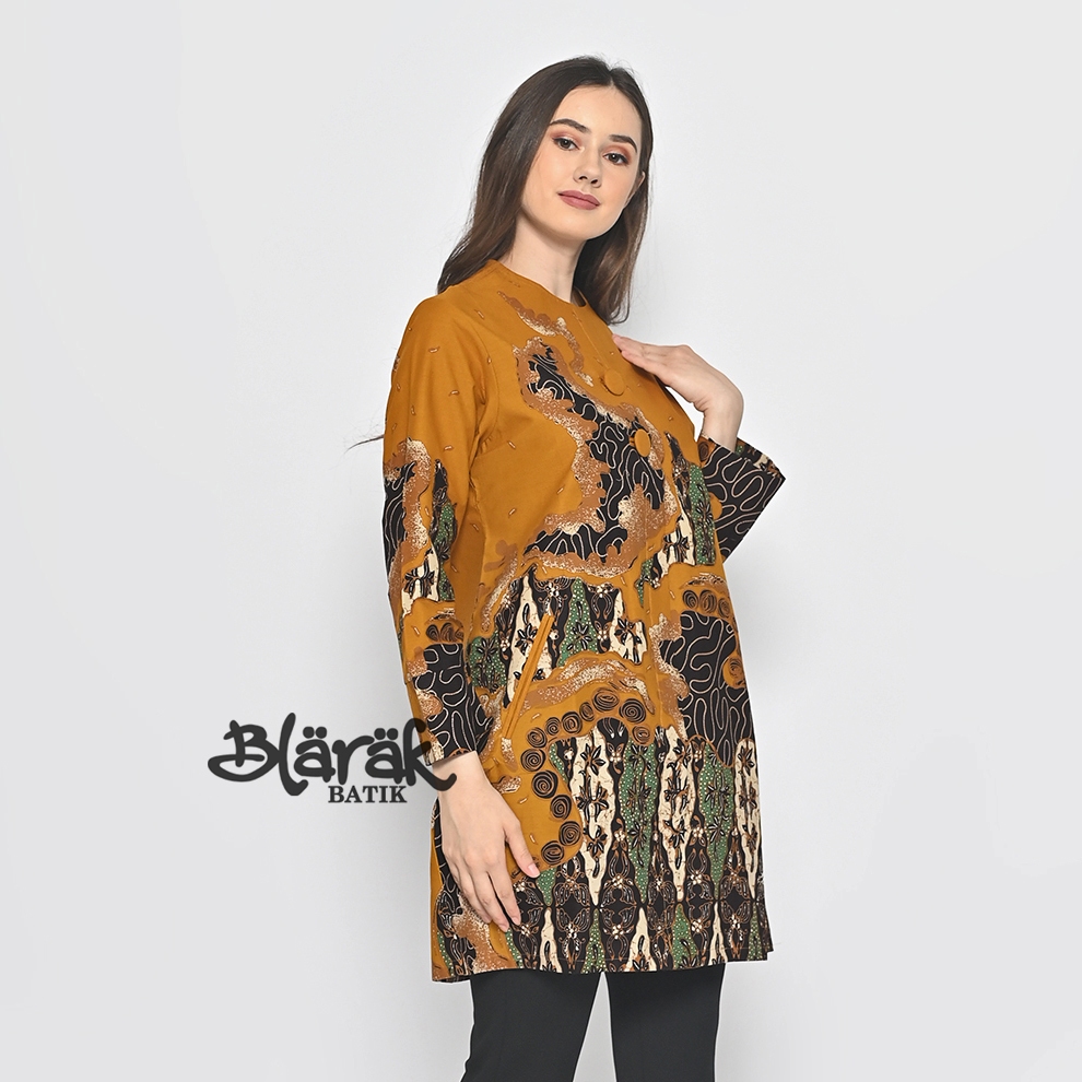 Jual Tunik Batik Wanita Premium Modern Motif Welagar Kuning Blarak ...