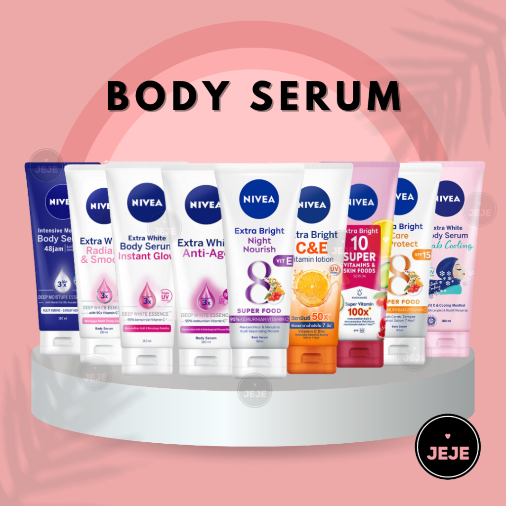 Jual Nivea Extra Bright Body Serum 180ml | Care Protect Night Nourish Intensive Super Vitamin C ...