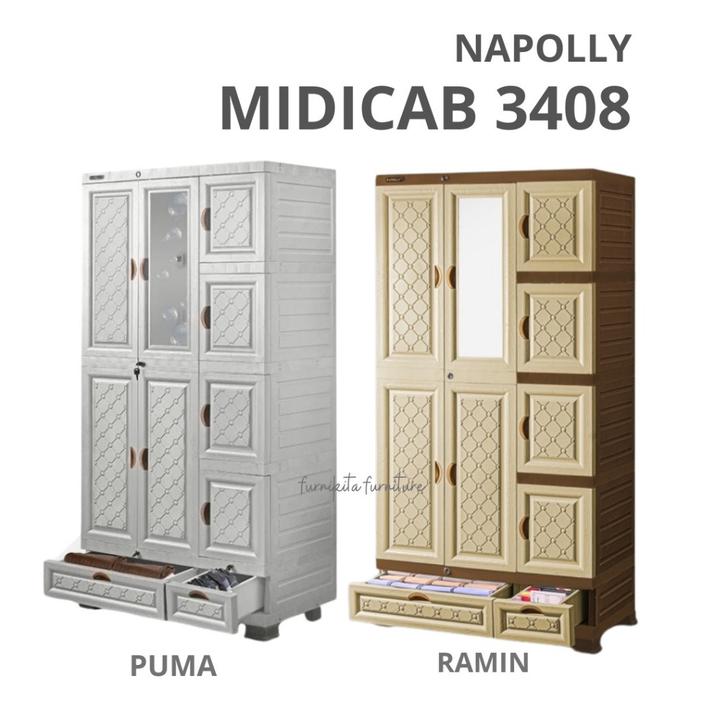 Jual LEMARI PLASTIK 3 PINTU NAPOLLY MIDICAB GANTUNG CERMIN | Shopee ...