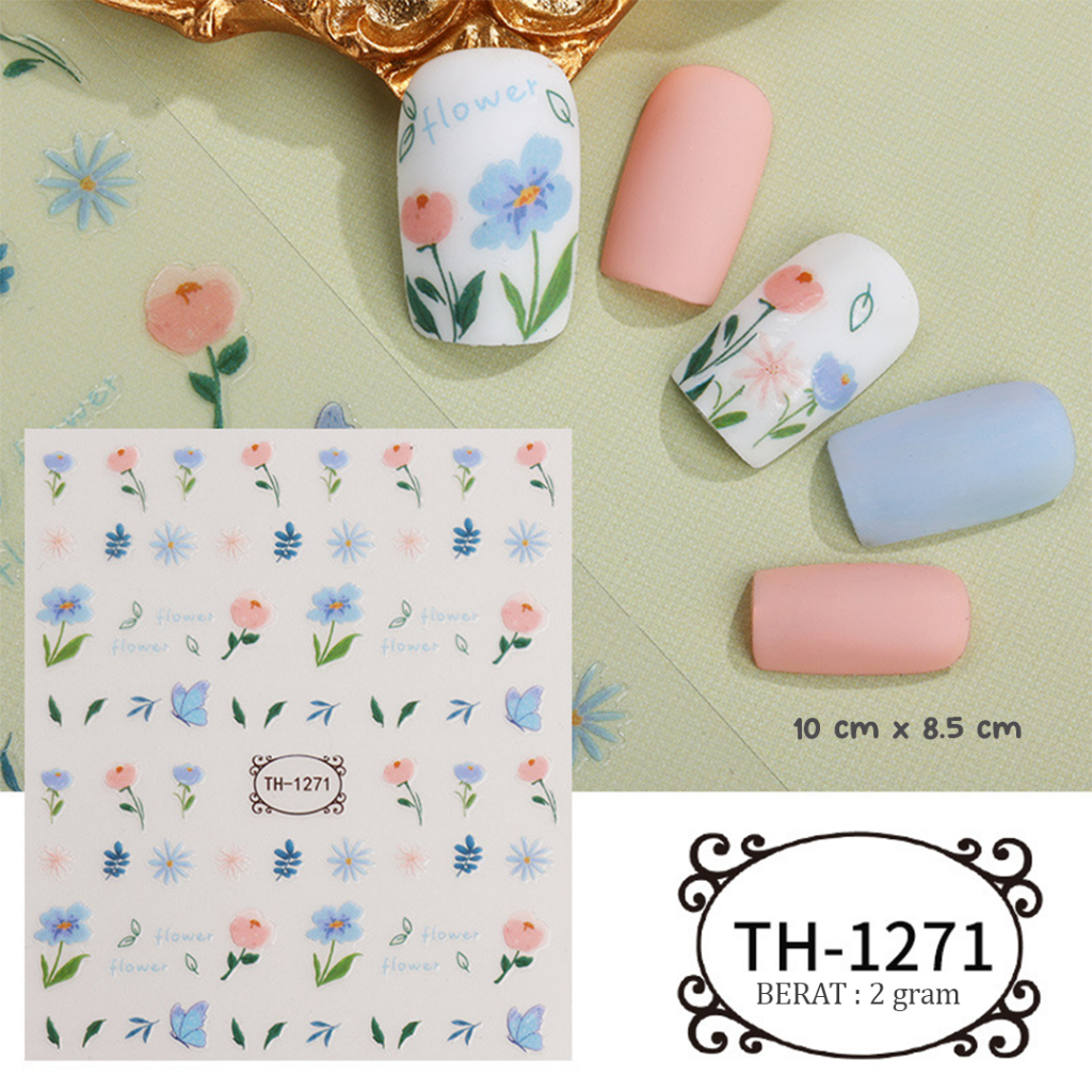Jual MSY Stiker Kuku 3D Motif Flower/Aquariam/Butterfly/Sticker Nail ...