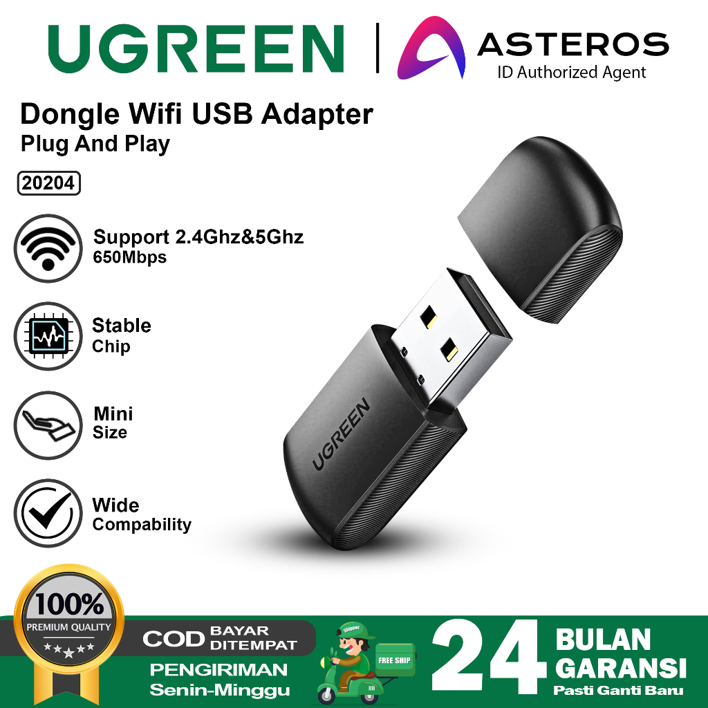 Jual Ugreen Usb Wifi Wireless Adapter 650mbps 6dbi High Gain Antenna