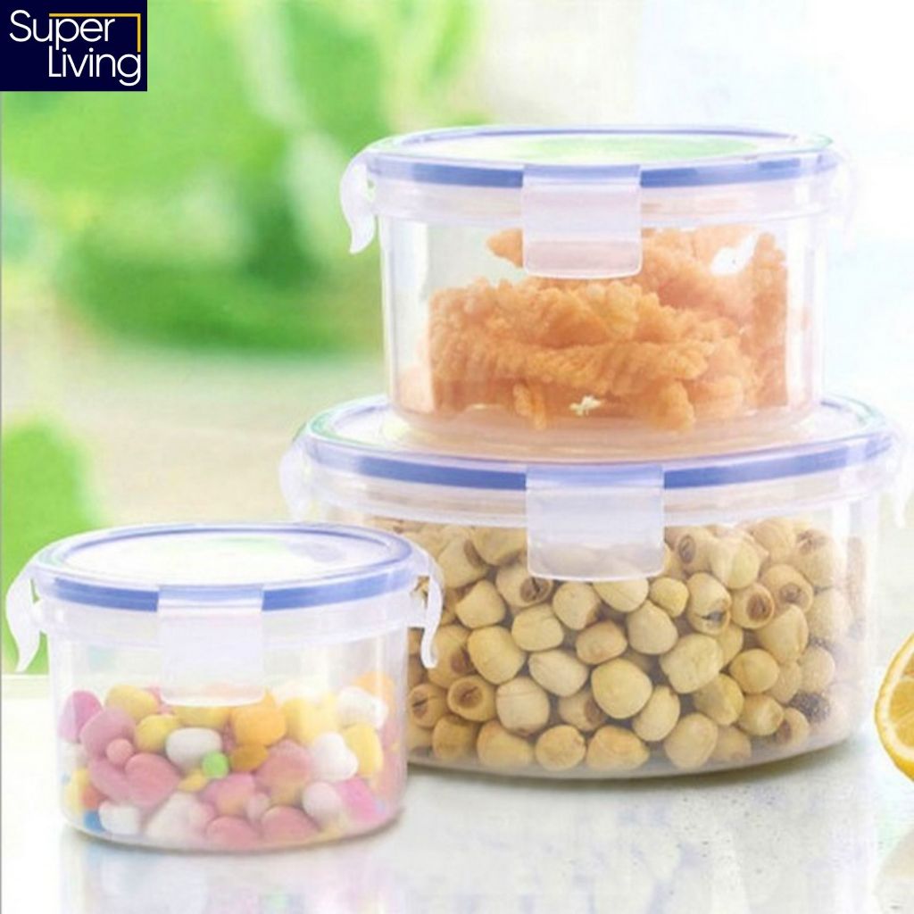 Jual Kotak Makanan Bulat Food Container Set 3in1 Vacuum Seal | Shopee ...