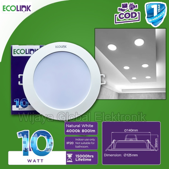 Jual Ecolink Lampu DownLight LED 10 Watt GARANSI 1 TAHUN SUPER TERANG ...