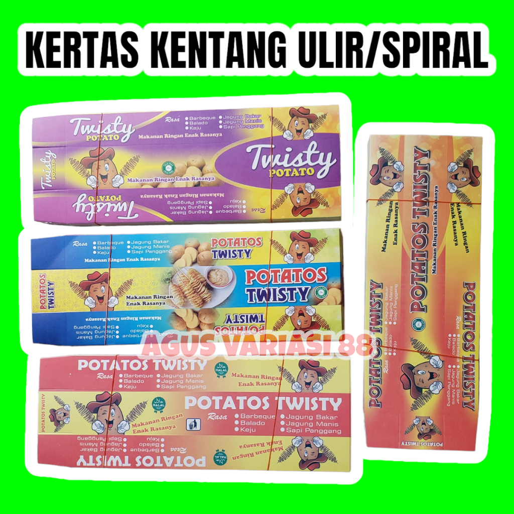 Jual kemasan kentang ulir 4 gambar / kertas Kentang ulir 100 Lembar ...