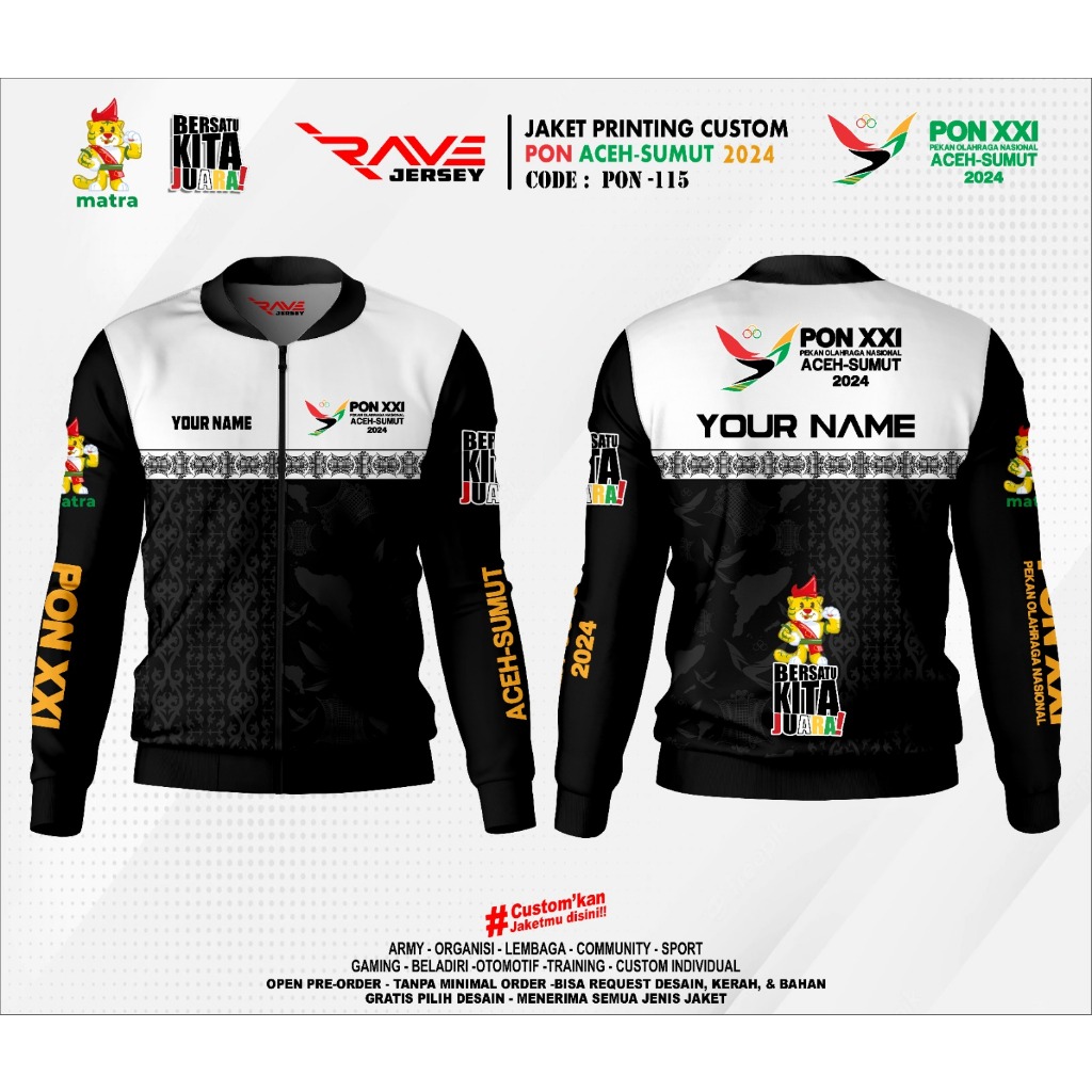 Jual JAKET PON NASIONAL XXI 2024 ACEH-SUMUT SESI 3 FULL PRINTING SUBLIM ...