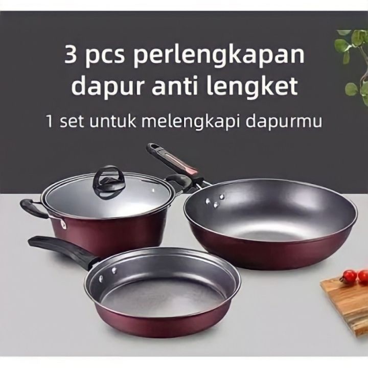 Jual GM Bear 1090 - Panci Set Teflon 3 Pcs | Shopee Indonesia