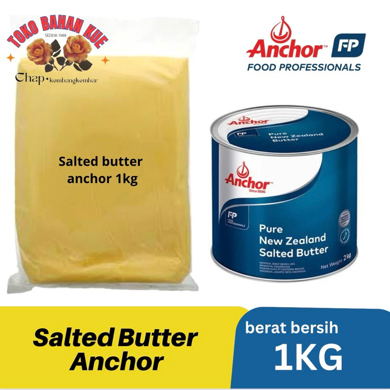 Jual Butter Salted Anchor Pure 1kg butter Salted Butter Asin | Shopee ...