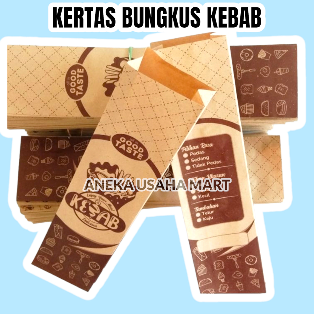 Jual COD 100 PCS KERTAS BUNGKUS KEBAB PAPER CRAFT 27x7 CM | Shopee ...