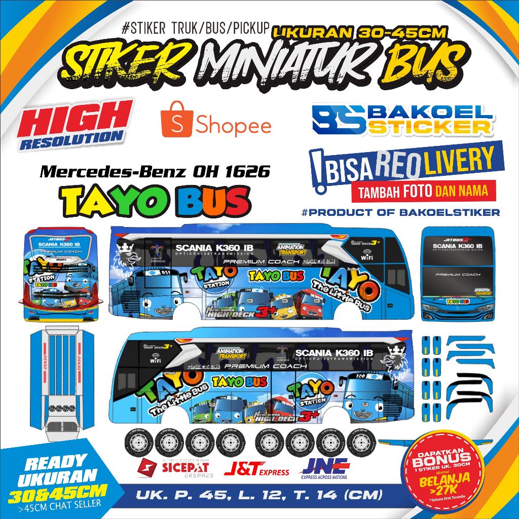 Jual Stiker Miniatur MAINAN BUS ANIMASI/KARTUN All Varian uk. 30-45cm ...