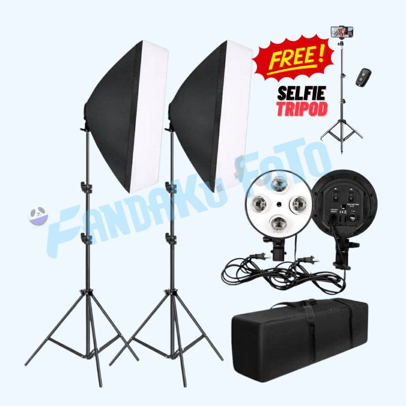 Jual Paket lighting Studio softbox 4 socket tipe continous untuk lampu ...