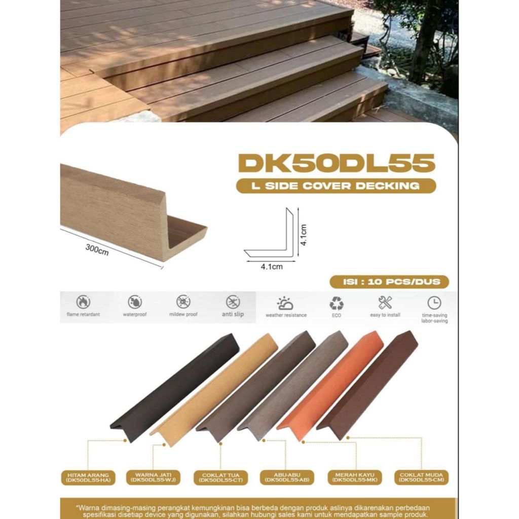 Jual Accesories WPC Decking Lis Siku L Side Cover Penutup Samping Decking panjang 290 cm ...