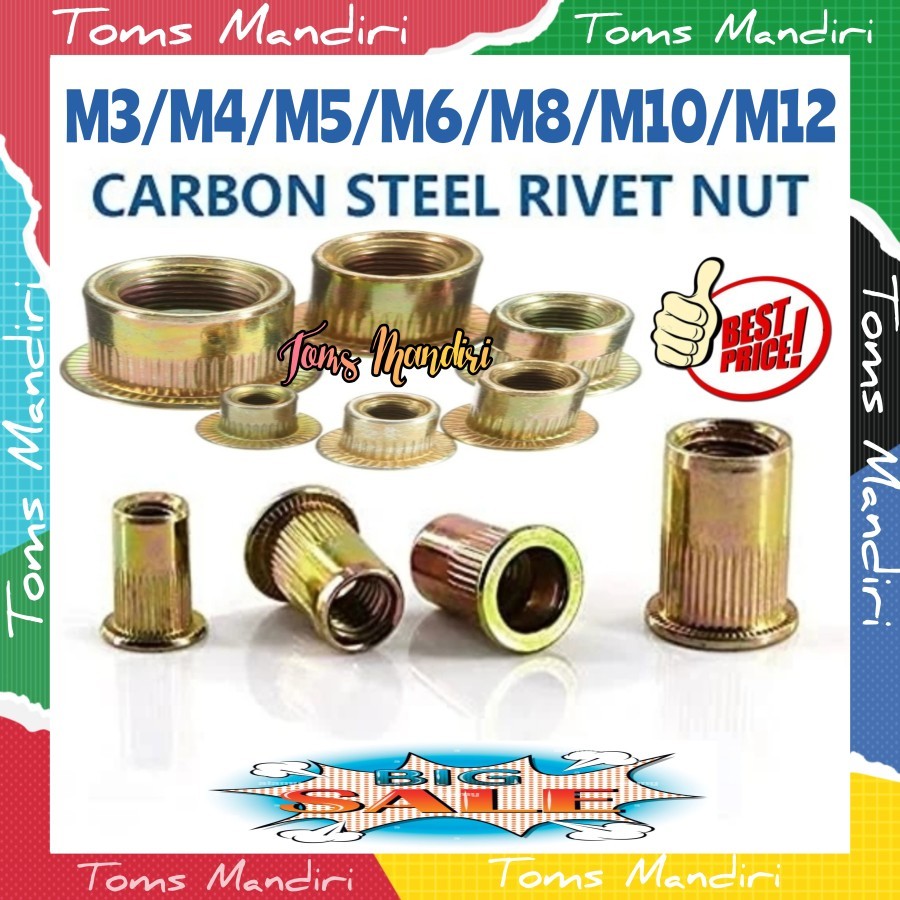 Jual Rivet Nut Rivnut Flat Nut M3 M4 M5 M6 M8 M10 M12 | Shopee Indonesia