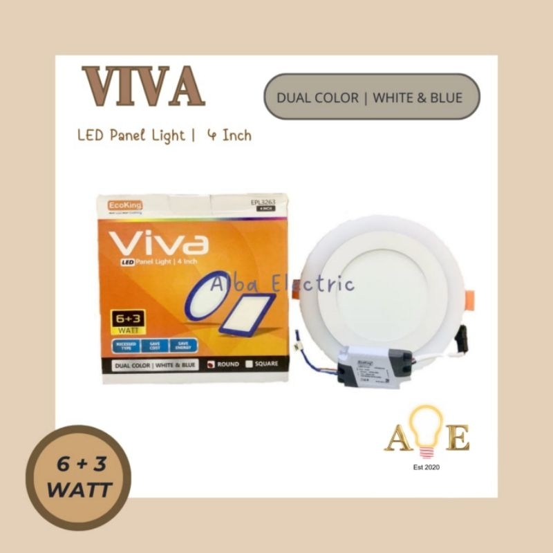 Jual Lampu Downlight Panel LED 2 Warna Putih Biru 6Watt + 3Watt Plafon ...