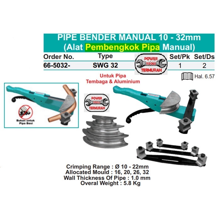 Jual Alat Pembengkok Pipa Manual WIPRO 10-32 mm Pipe Bender SWG 32 ...