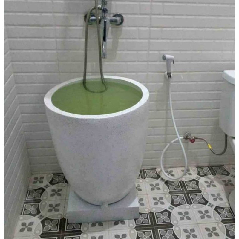 Jual BAK MANDI TERASO BAK AIR MINIMALIS BAK MODERN MODEL CAPSUL PUTIH ...