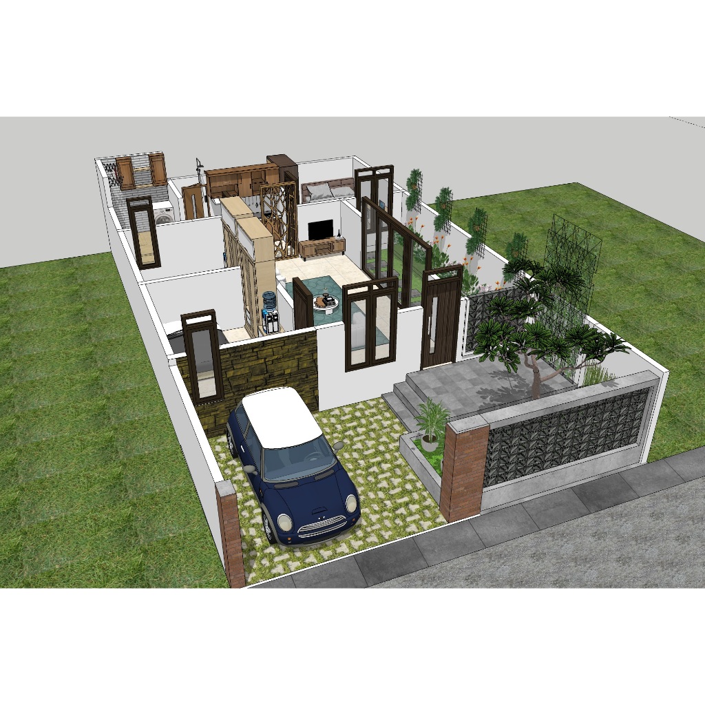 Jual Jasa Desain Denah 3D Rumah Ruko Toko Setengah Bangunan (FULL COLOR ...