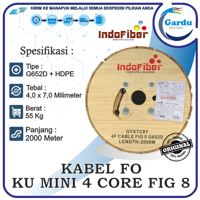 Jual Kabel Fiber Optic KU Mini 4 Core Fig 8 Panjang 2000M Merk Indofiber | Shopee Indonesia