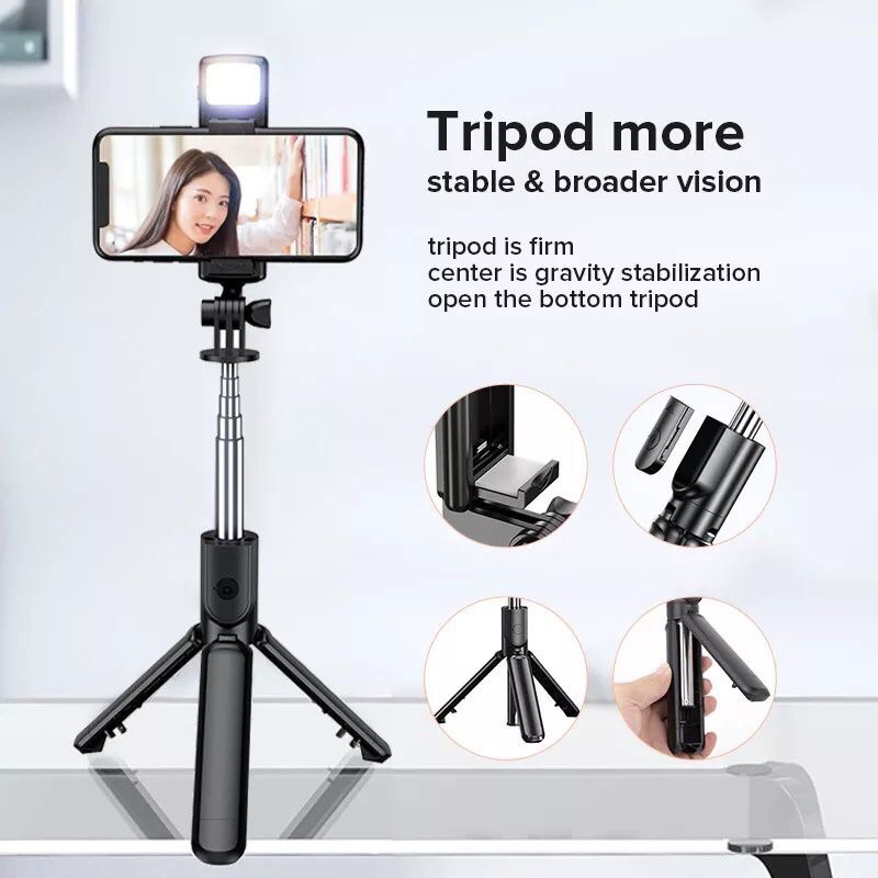 Jual Cb Tongsis Tripod Bluetooth R1 3in1 Remote Action Cam Macaron R1