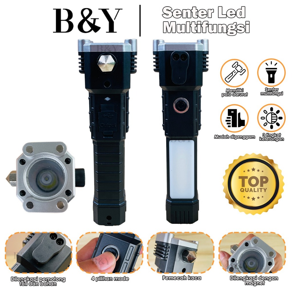 Jual SENTER LED MULTIFUNGSI HUMMER EMERGENCY PLUS 4 MAGNET / SENTER CAS ...