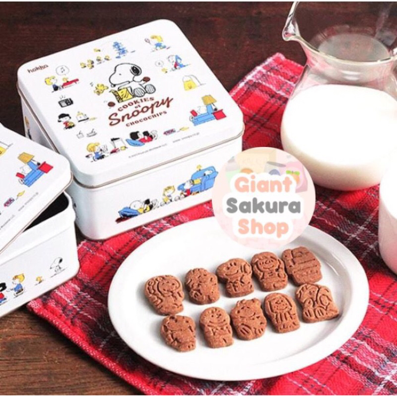 Jual Hokuriku Snoopy Chocolate Chip Cookies Can / biskut jepang ...