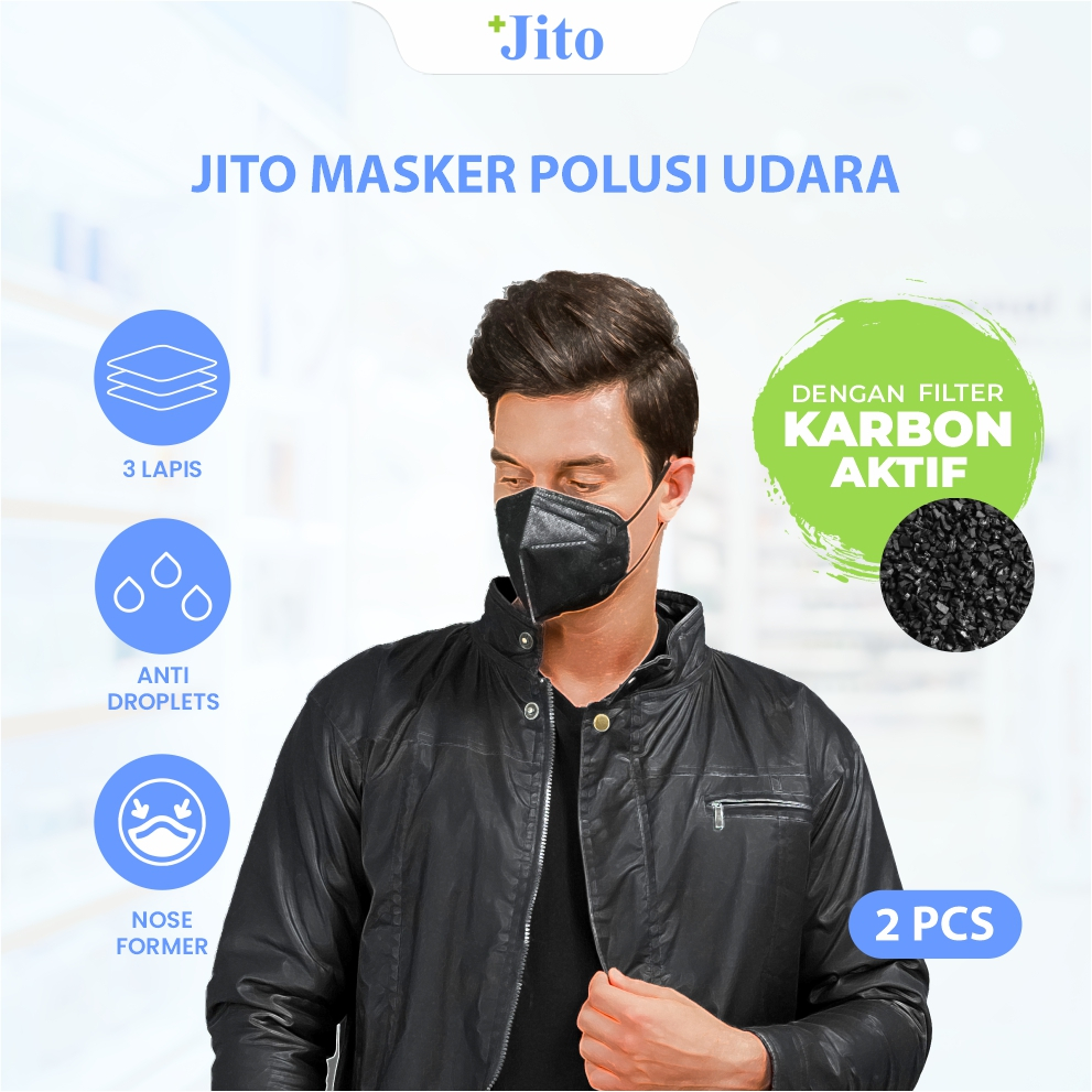 Jual JITO Masker KN95 4 Ply Earloop Hitam Dengan Lapisan Karbon Aktif ...