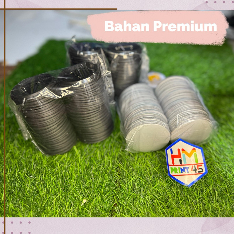 Jual BAHAN PIN 5,8 cm / bahan baku pin hitam & kaleng alumunium @50 set ...