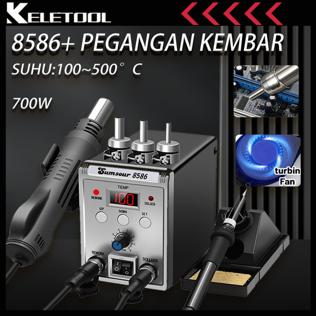 Jual Stasiun Solder Blower Alat Las 8586 700W 2 in 1 Digital Display ...