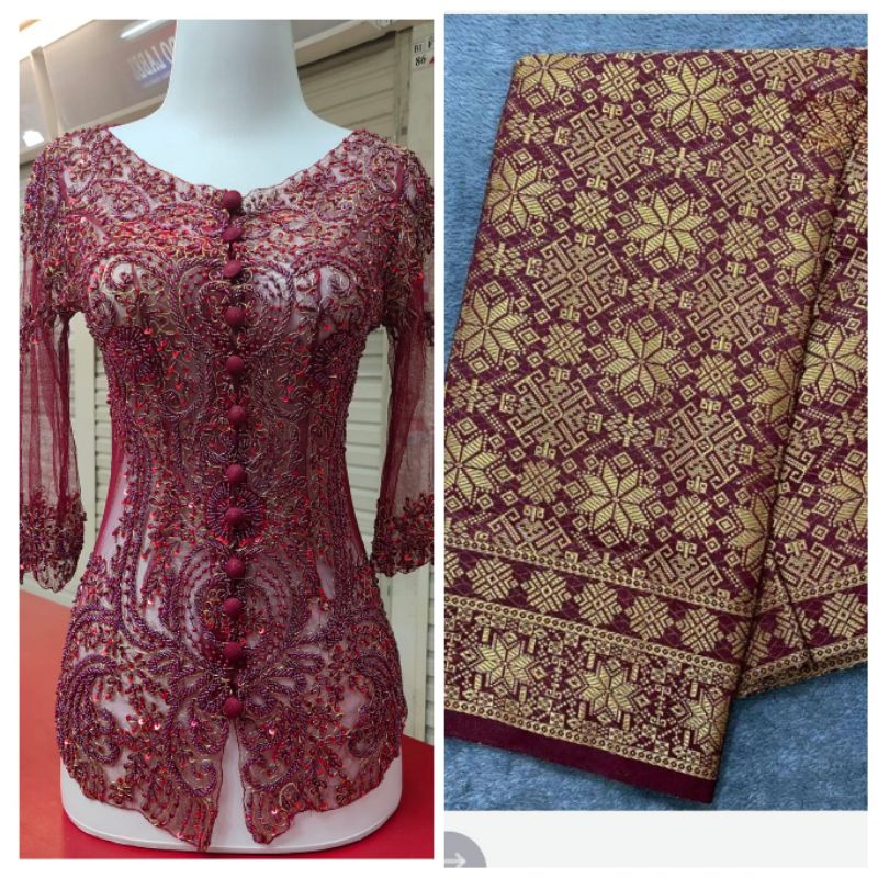 Jual New ready kebaya Payet setelan rok songket//kebaya Payet Sabrina ...