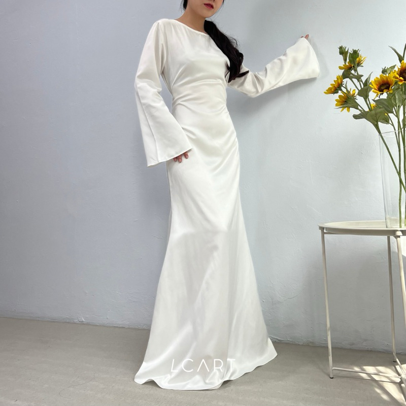 Jual LCART - Rora Long Sleeve Dress | Dress Satin Wanita | Shopee Indonesia