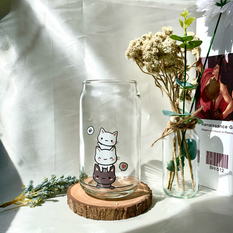 Jual Cat Series 1 | Gelas Kaca Aesthetic | Gelas Kaca Karakter Gambar ...