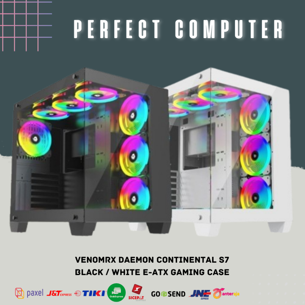 Jual CASING VENOMRX DAEMON Continental S7 Black / White E-ATX Gaming ...