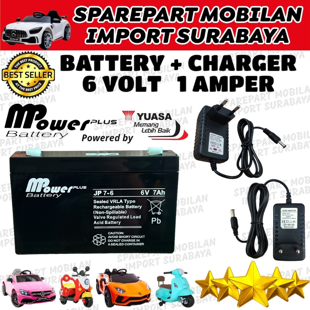 Jual BATERAI MPOWER 6V 7AH AKI MOBIL MAINAN ANAK 6 VOLT 7 AMPER ADAPTOR ...