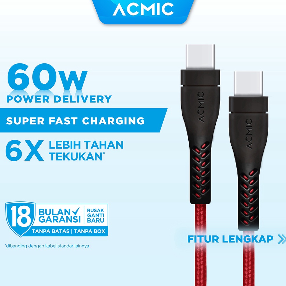 Jual ACMIC PDC1 Power Delivery PD 1cm Cable USB Type C to USB Type C ...