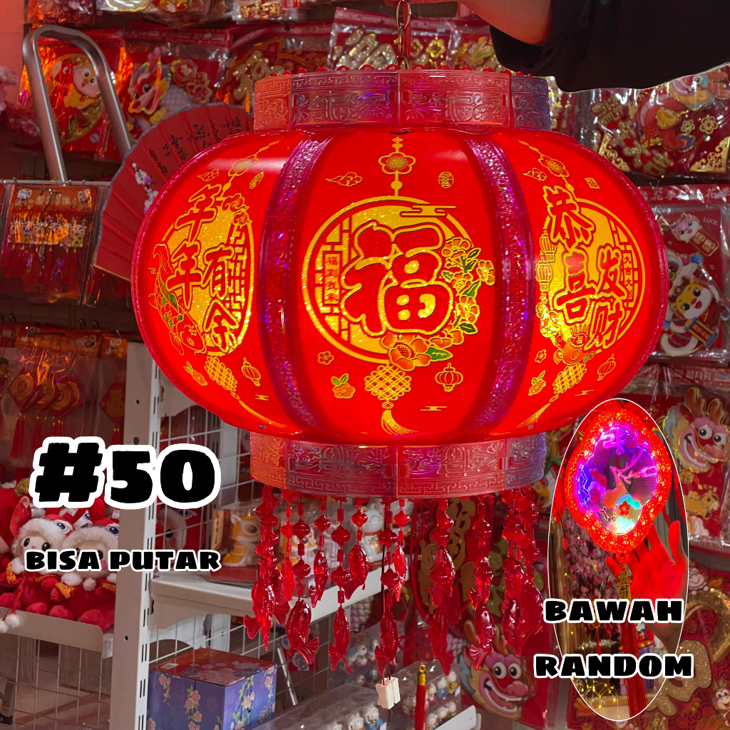 Jual Lampion Lampu Imlek Besar Listrik LED Bisa Putar 360 Derajat / Red ...