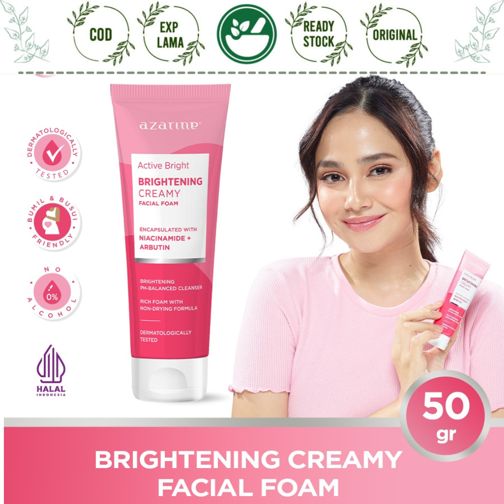Jual AZARINE ACTIVE BRIGHT BRIGHTENING CREAMY FACIAL FOAM 50GR ...