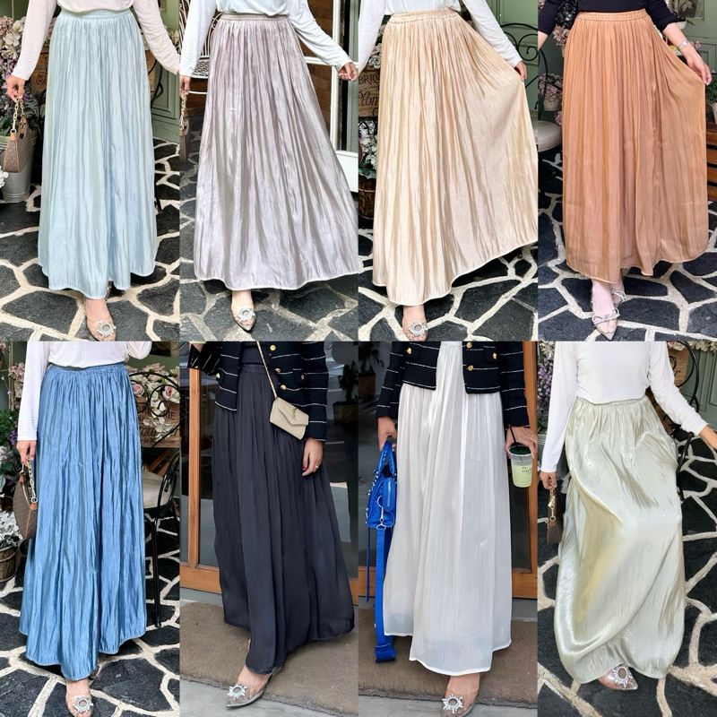 Jual ROK SHIMMER IMPORT FULL FURING ROK PLISKET SHIMMER HIJAB FRIENDLY ...