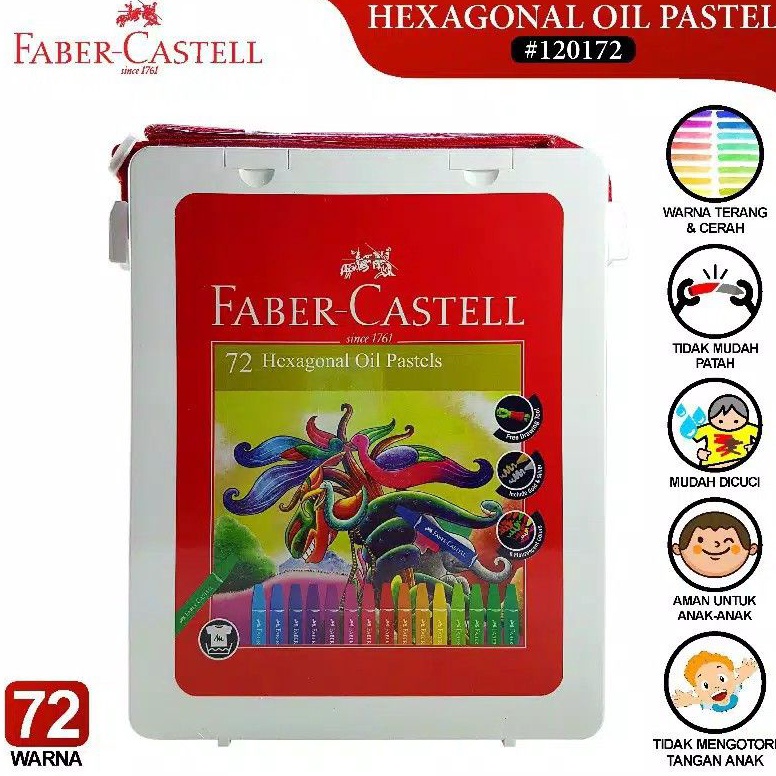 Jual Jual Crayon 72 warna faber castell Hexagonal Oil Pastel 72 faber ...