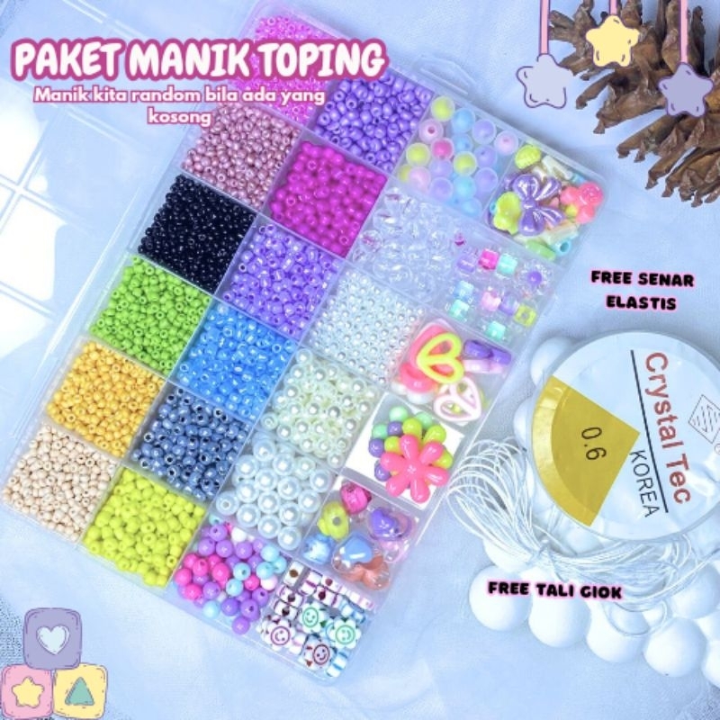 Jual Paket Manik Manik DIY Bahan Aneka Kerajinan / Set Manik Manik DIY ...