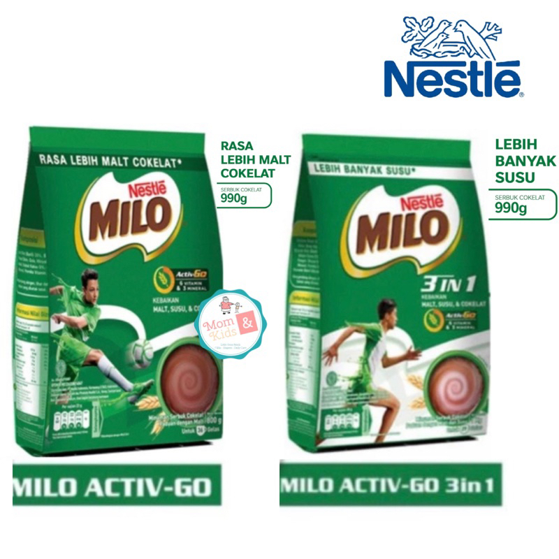 Jual MILO 3 IN 1 990GR | MILO ACTIV GO 990GR | Shopee Indonesia