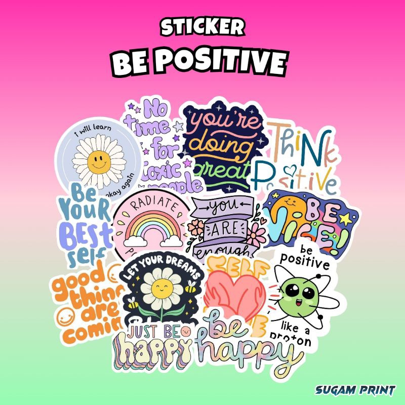 Jual Sticker "Be Positive" || Sticker Scrapbook, Notebook, HP, Helm ...