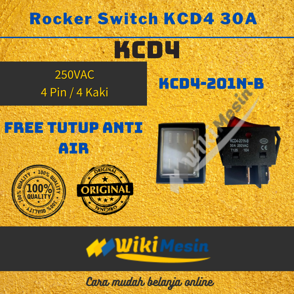 Jual ORI Rocker Switch Power On Off 4 pin KCD4 Saklar Kontak 30A Switch ...