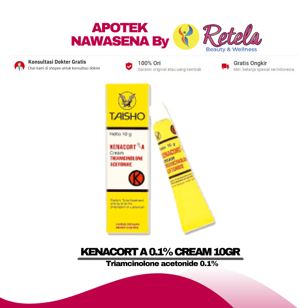 Jual KENACORT A 0.1% CREAM 10GR ( Triamcinolone acetonide 0.1% ...
