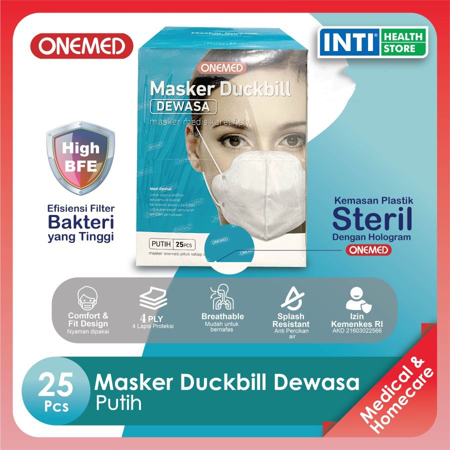 Jual Onemed | Masker Duckbill Dewasa 4-Ply | Masker Medis Earloop Duckbill | Shopee Indonesia