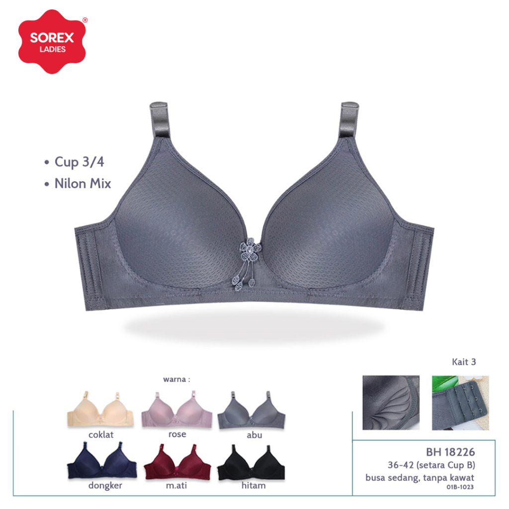 Jual Sorex Bra Busa Sedang Tanpa Kawat Kait 3 Setara Cup B Cup 3/4 ...