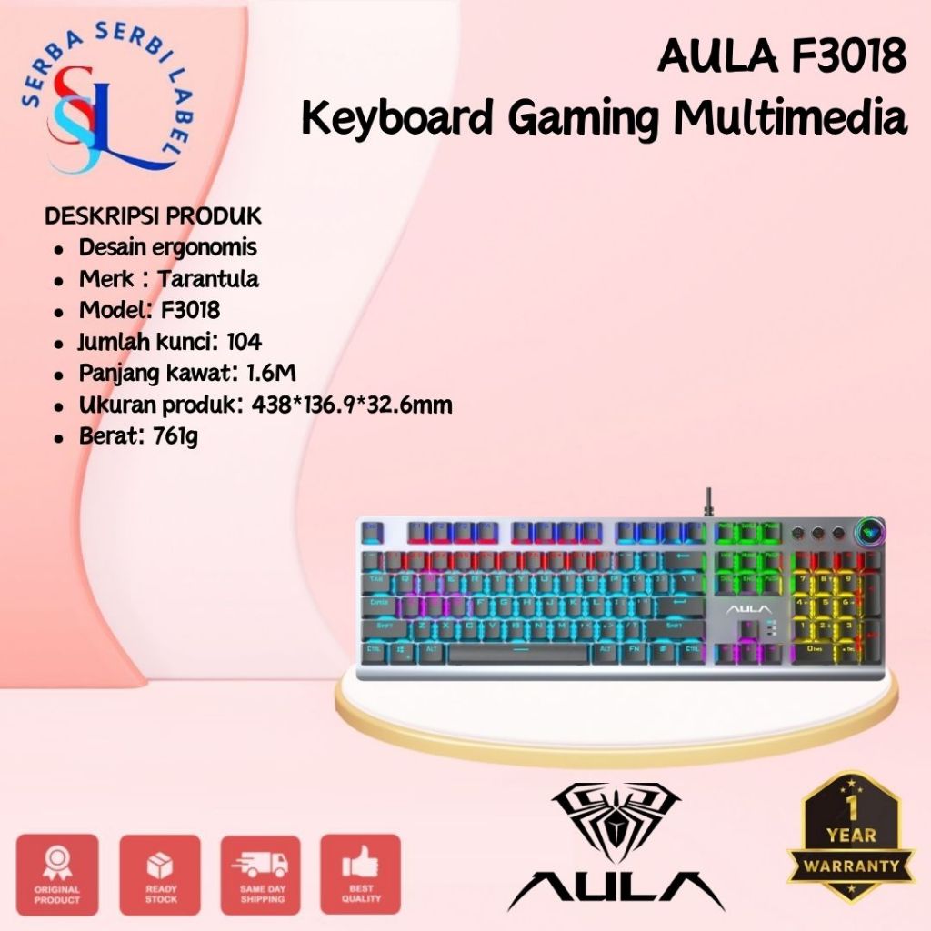 Jual Keyboard Gaming Multimedia Mechanical AULA F3018 GEN-X1 Series ...